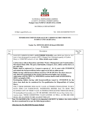 Fillable Online NOTICE INVITING TENDER (NIT) FOR SALE OF CARBON ... Fax ...