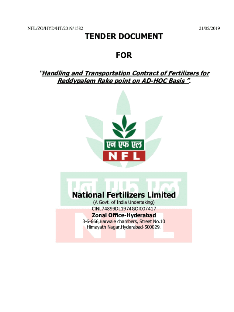 Fillable Online TENDER DOCUMENT FOR National Fertilizers Limited Fax ...