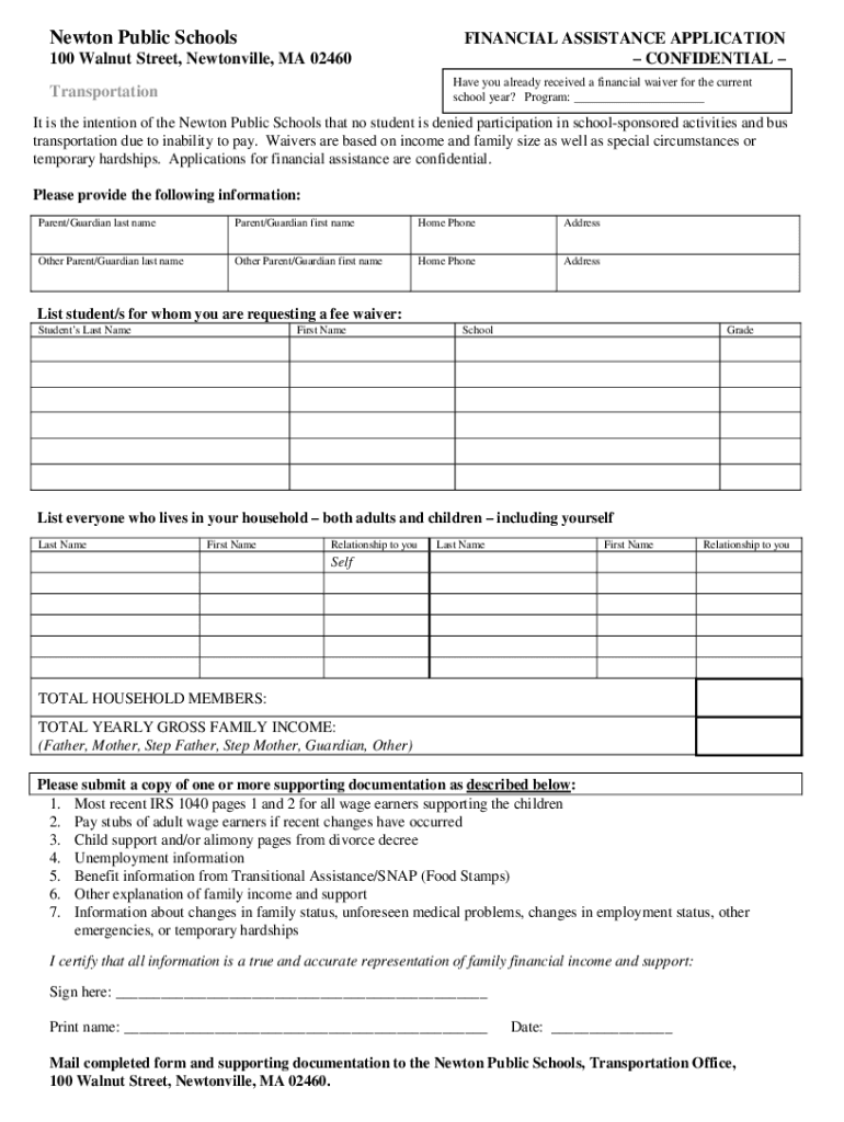 Fillable Online Fee Payment and Waiver Information - Newton Public Schools Fax Email Print ...