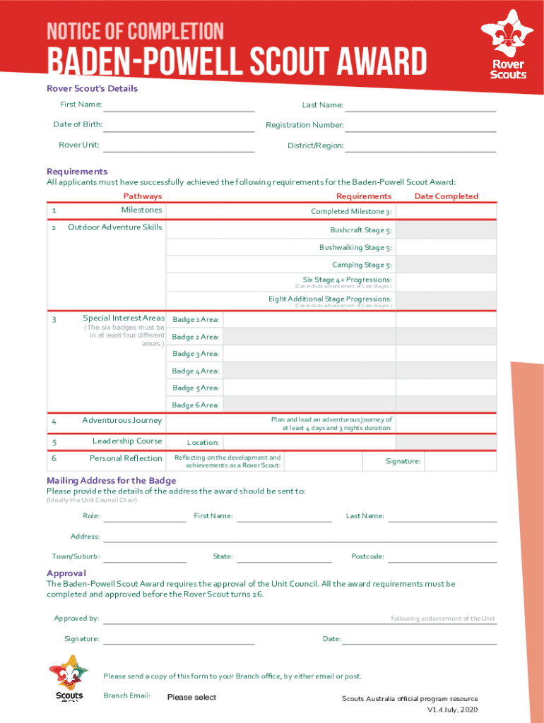 Fillable Online Baden Powell Award Nomination Form - Greater LA ...