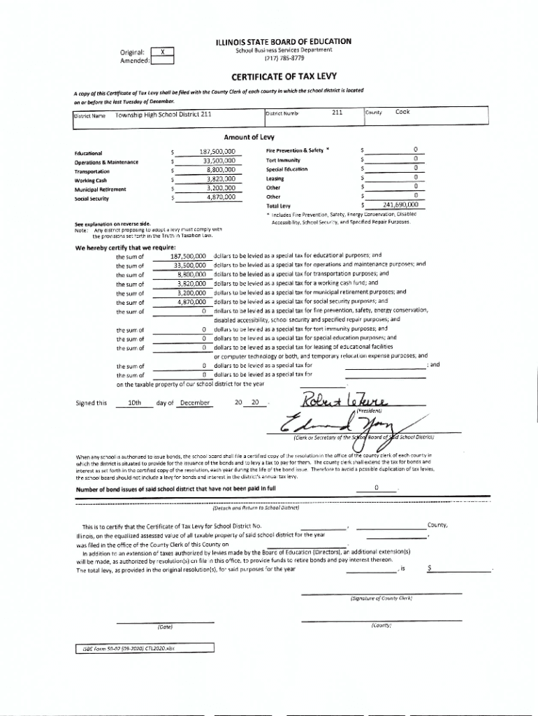 Fillable Online Certificate of Tax Levy - SharpSchool Fax Email Print ...