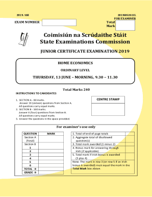 Fillable Online JUNIOR CERTIFICATE EXAMINATION 2019 Fax Email Print ...