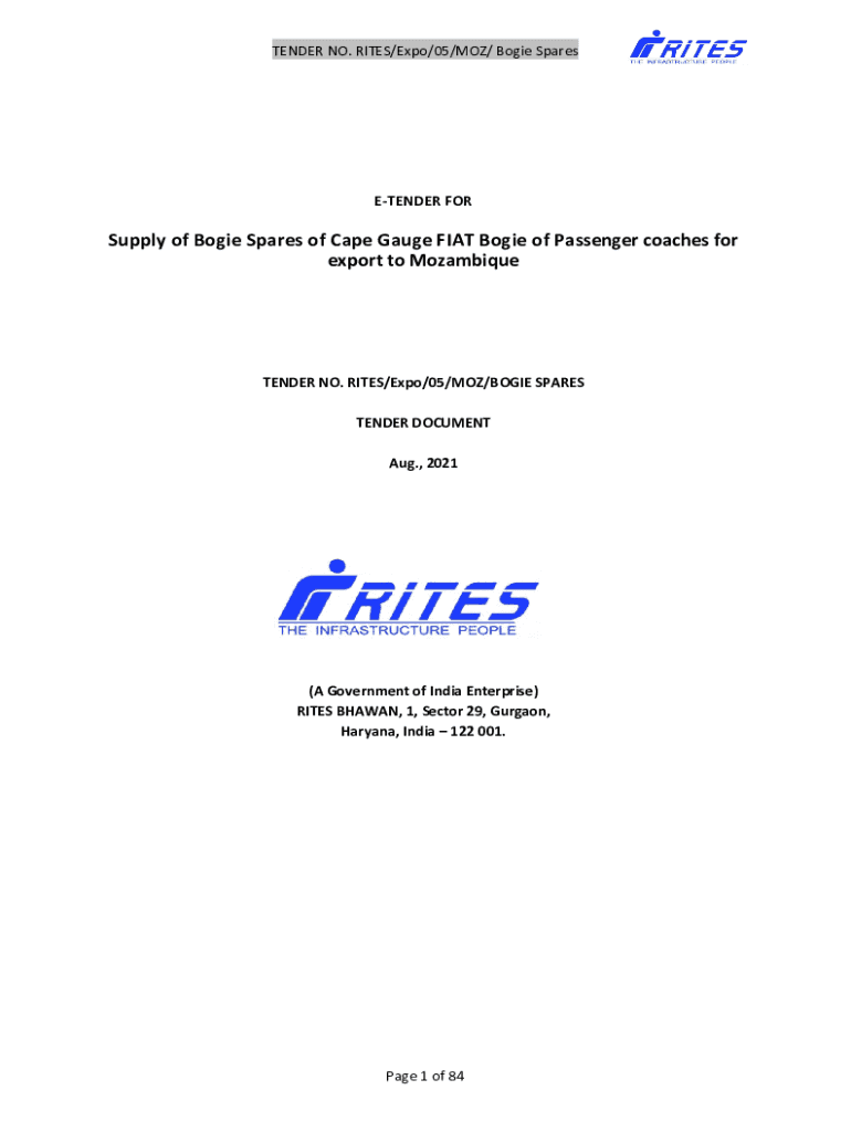 Fillable Online Supply of Bogie Spares of Cape Gauge FIAT Bogie of ...