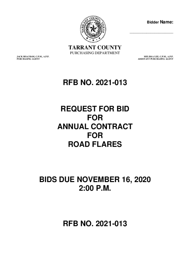 Fillable Online rfb no. 2021-013 request for bid for annual contract ...