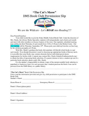 Fillable Online Club Permission Slip Template - Fill Online, Printable ...