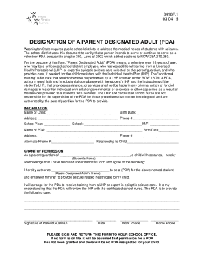 Fillable Online designation of a parent-designated adult - SharpSchool ...