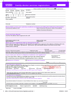 Fillable Online NHS Family Doctor Services Registration Fax Email Print ...
