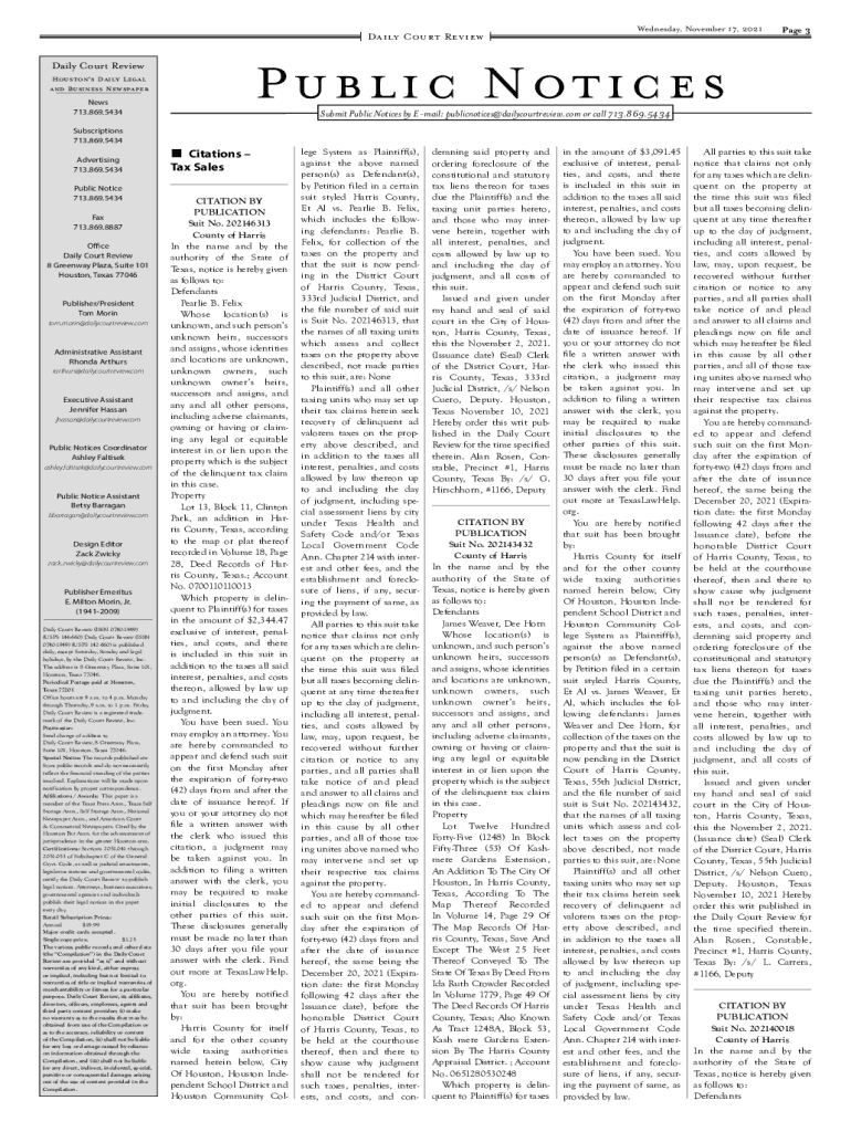 Fillable Online PuBLIC NOTICES Fax Email Print - pdfFiller