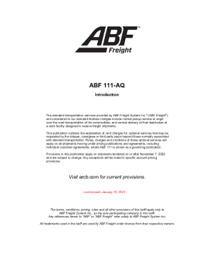 Fillable Online ABF NATIONAL MASTER FREIGHT AGREEMENT Fax Email Print ...