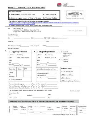 Fillable Online Antenatal Thyroid Clinic Referral Form Fax Email Print ...
