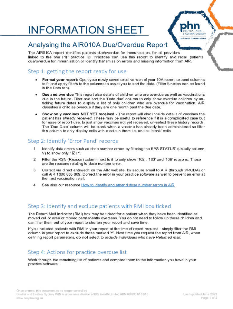 Fillable Online How to request AIR Due/Overdue 10A Report - CESPHN Fax Email Print - pdfFiller