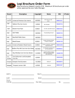 Fillable Online Lopi Brochure Order Form - Travis Industries Fax Email ...