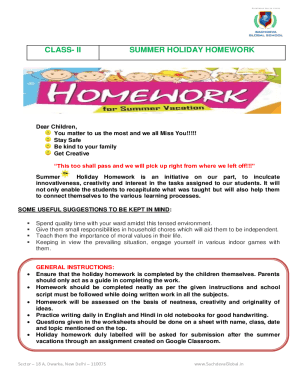 Fillable Online CLASS- II SUMMER HOLIDAY HOMEWORK Fax Email Print ...