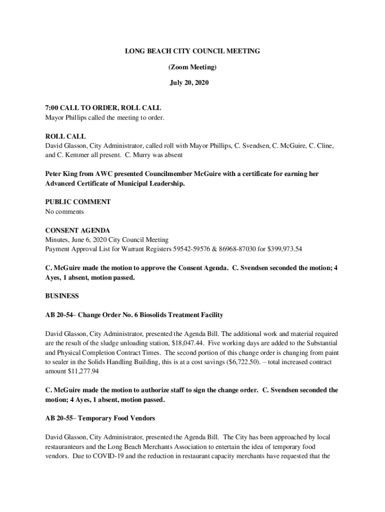 Fillable Online 7:00 CALL TO ORDER, ROLL CALL Fax Email Print - pdfFiller