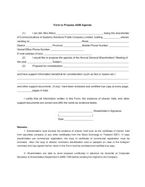 Fillable Online Propose AGM Agenda Form (Form A).pdf Fax Email Print ...