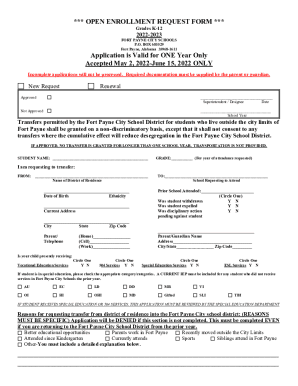 Fillable Online open enrollment request form - Fort Payne City Schools Fax Email Print - pdfFiller