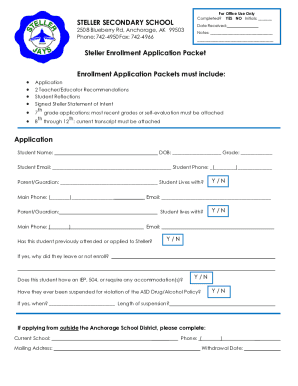 Fillable Online Steller Enrollment Application Packet Fax Email Print - pdfFiller
