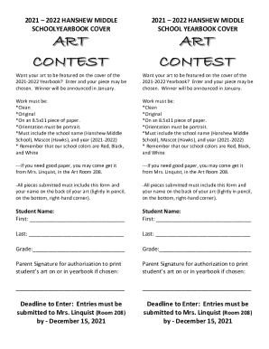 Fillable Online Middle School Art Yearbook Cover Design - Pinterest Fax ...