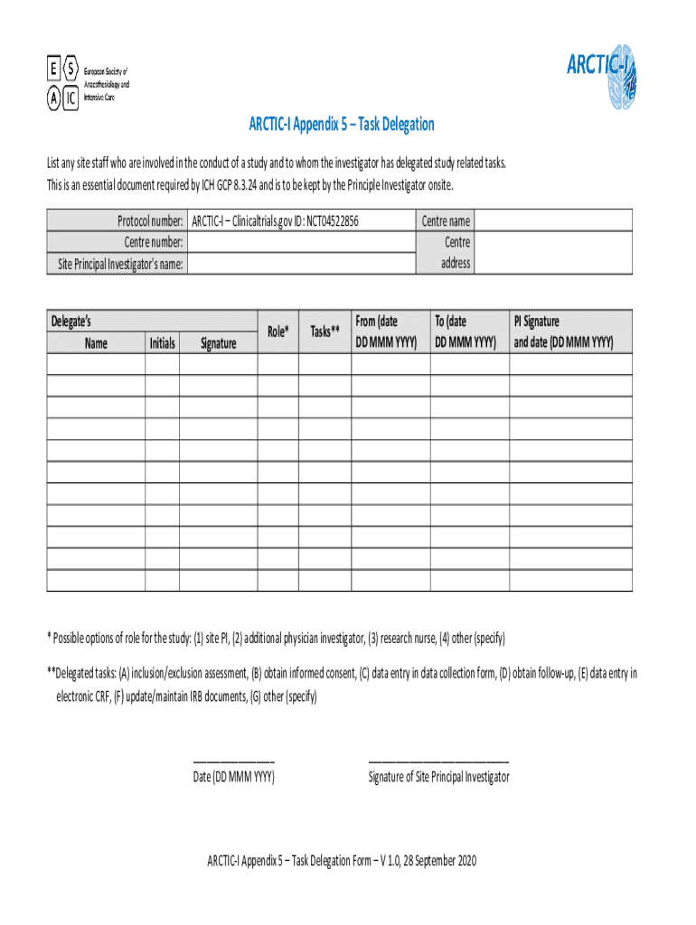 Fillable Online Site Signature and Delegation of Responsibilities (DOR ...