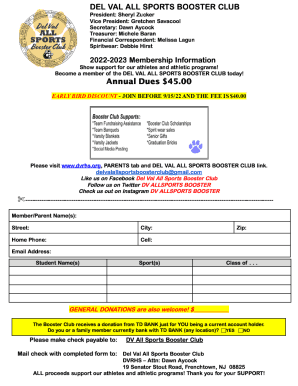 Fillable Online 2022-2023 Del Val Membership Form Fax Email Print - pdfFiller