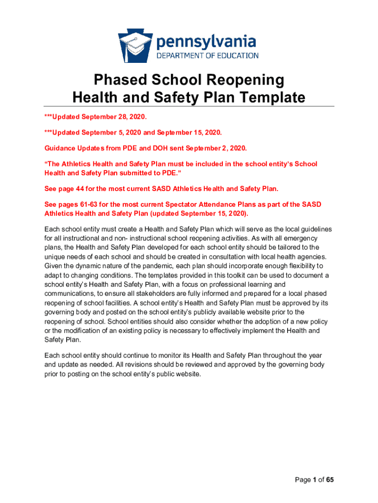 Fillable Online Shamokin Area SD Phased School Reopening Health and ...