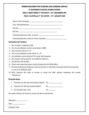 Fillable Online tender document for ticketing and ushering service Fax ...