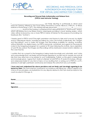 Fillable Online RECORDING AND PERSONAL DATA AUTHORIZATION AND ... Fax ...