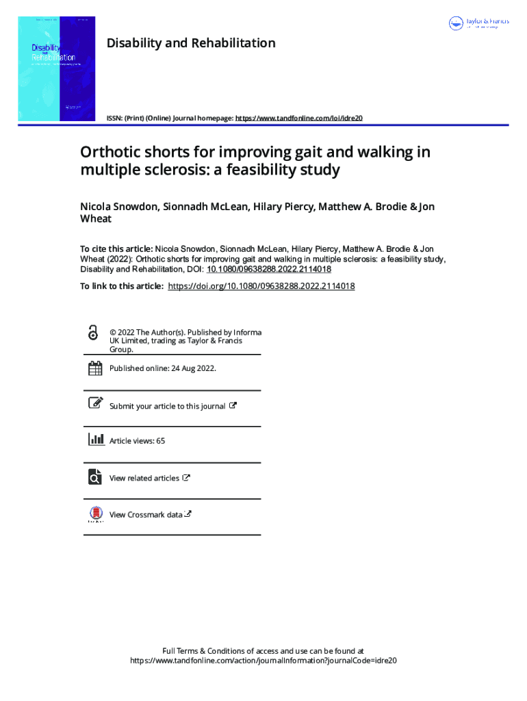 Fillable Online shura shu ac Orthotic shorts for improving gait and ...