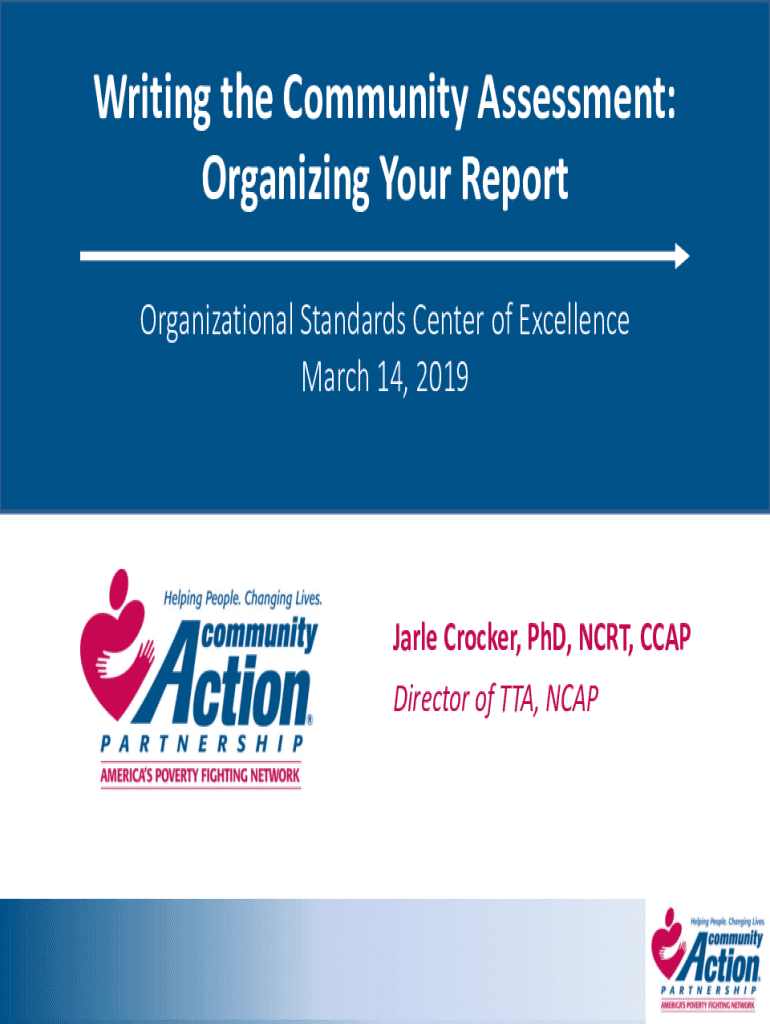 Fillable Online Writing the Community Assessment: Organizing Your ...