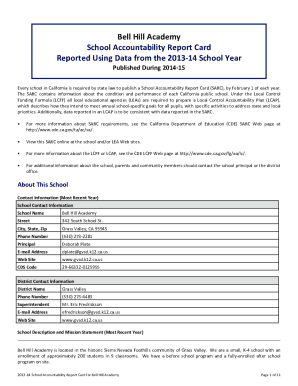 Fillable Online Bell Hill Academy - School Accountability Report Card Reported ... Fax Email ...