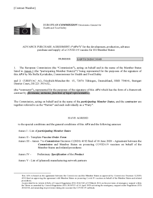 Fillable Online 1 ADVANCE PURCHASE AGREEMENT (APA) FOR THE ... Fax ...