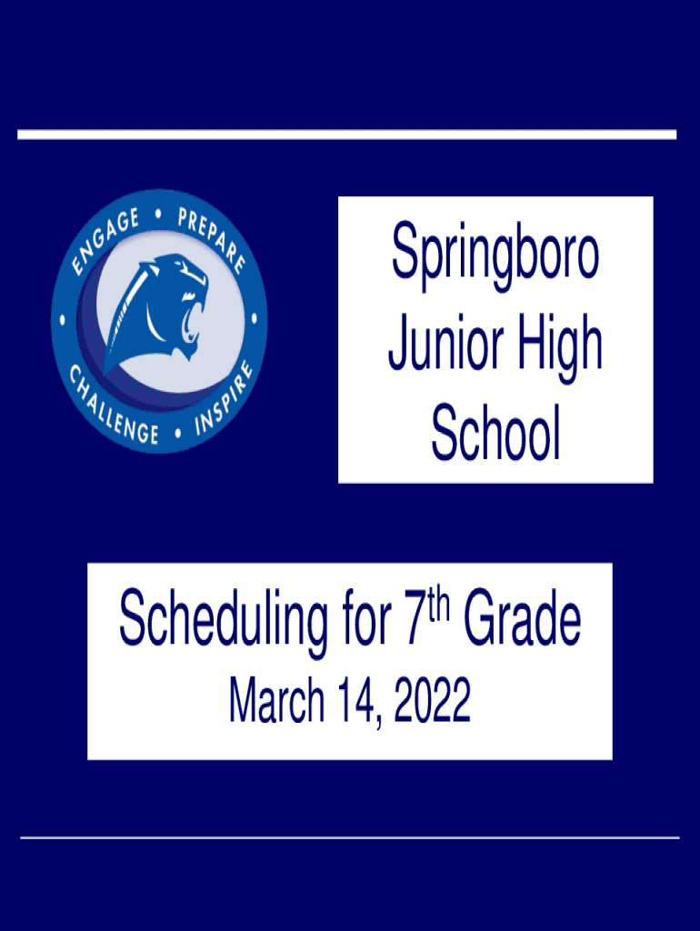 Fillable Online Springboro Junior High School Scheduling for 7th Grade ...