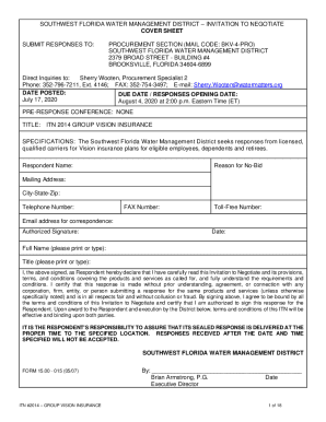 Fillable Online INVITATION TO NEGOTIATE COVER SHEET SUBMIT ... Fax ...