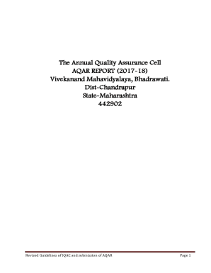 Fillable Online The Annual Quality Assurance Cell AQAR REPORT (2017-18 ...