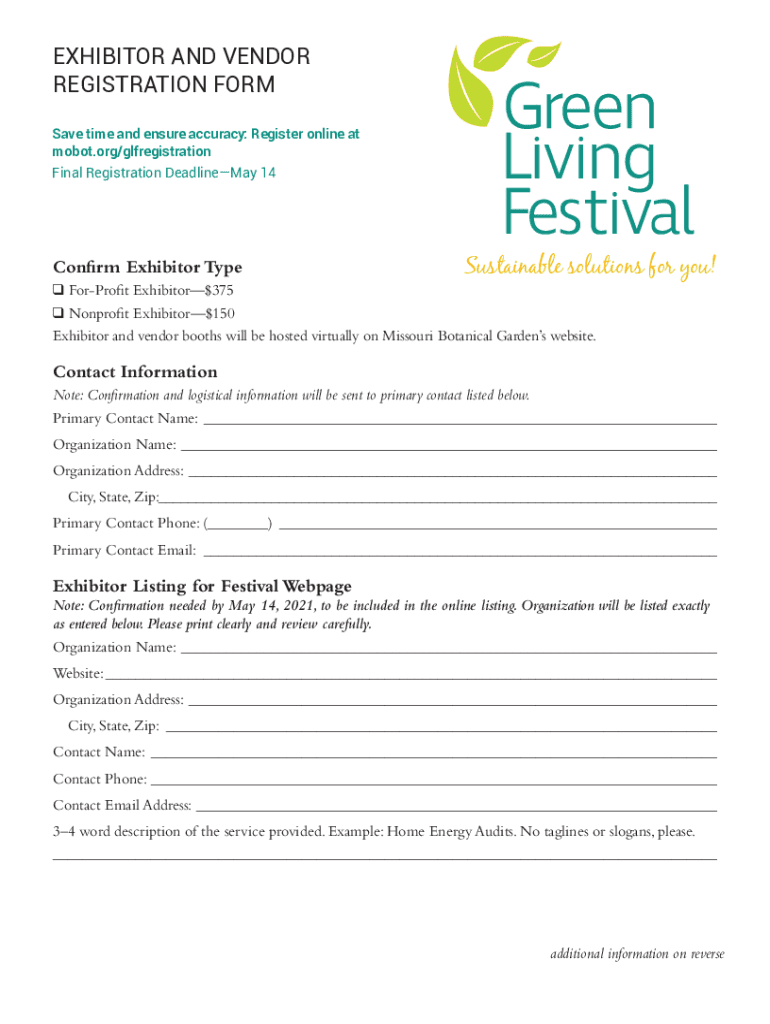 Fillable Online exhibitor and vendor registration form Fax Email Print ...