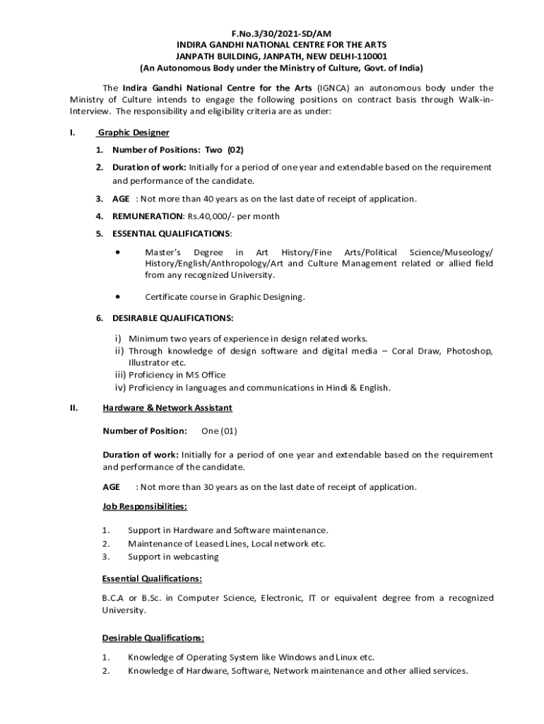 Fillable Online Application Form - IGNCA Fax Email Print - pdfFiller