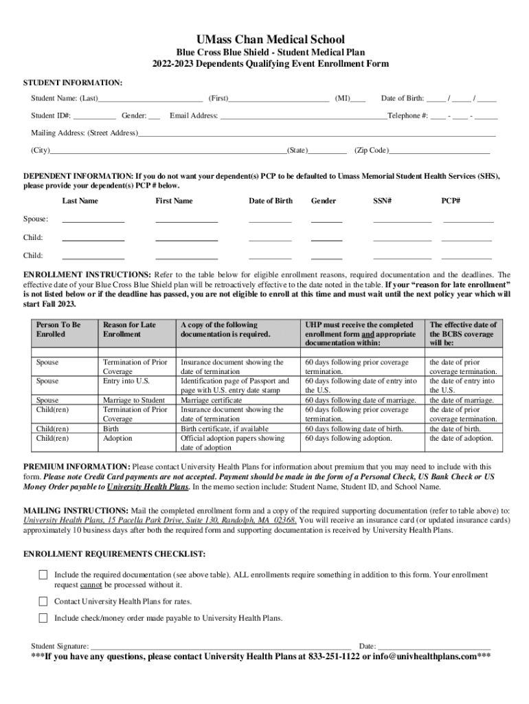 Fillable Online UMW-Dep Qualifying Event Enrollment Form Fax Email ...