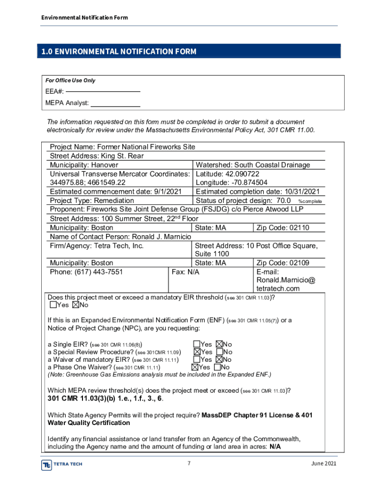 Fillable Online Environmental Notification Form - The Pinnacle Central ...