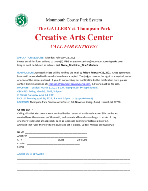 Fillable Online Call for entries for juried county's creative arts ...