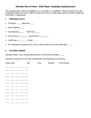 Fillable Online Candidate Questionnaire Form Template - Jotform Fax Email Print - pdfFiller