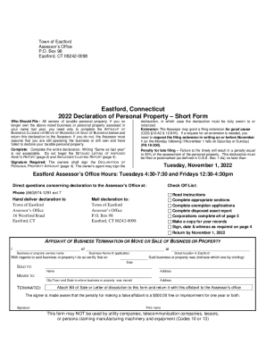 Fillable Online Connecticut 2022 Declaration of Personal PropertyShort ...