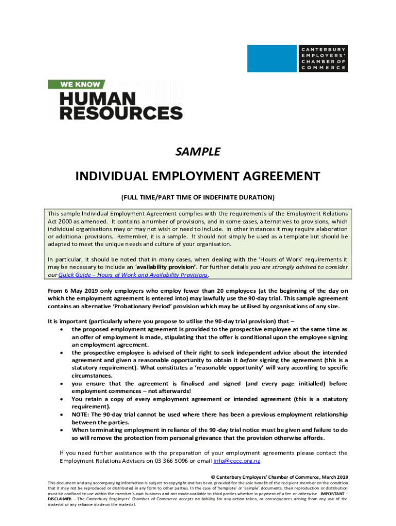 Fillable Online Collective Employment Agreement Template Fax Email ...