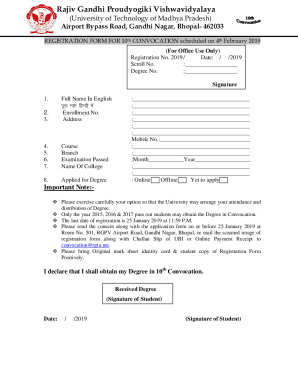 Fillable Online Registration Form For Convocation Fax Email Print - pdfFiller