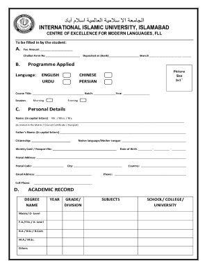 Fillable Online Challan Form - Islamic Research Institute Fax Email ...