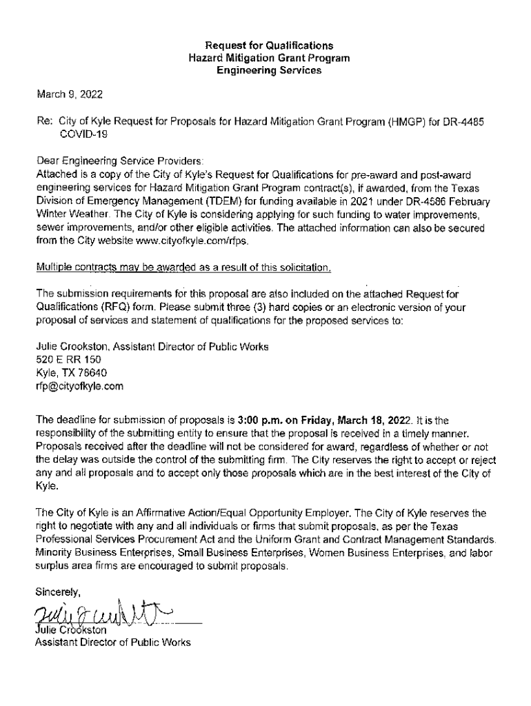 Fillable Online Request for Proposal (RFQ) for Engineering Services Fax ...