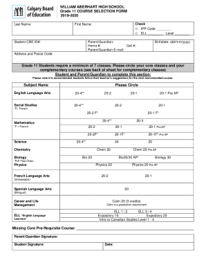 Fillable Online 11th Grade Course Selection Sheet - Canyon High School ...