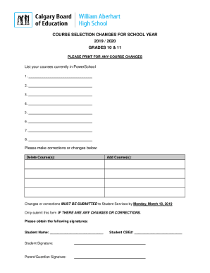 Fillable Online 2019-2020 Course Selection Sheet 10th Grade Classes ...
