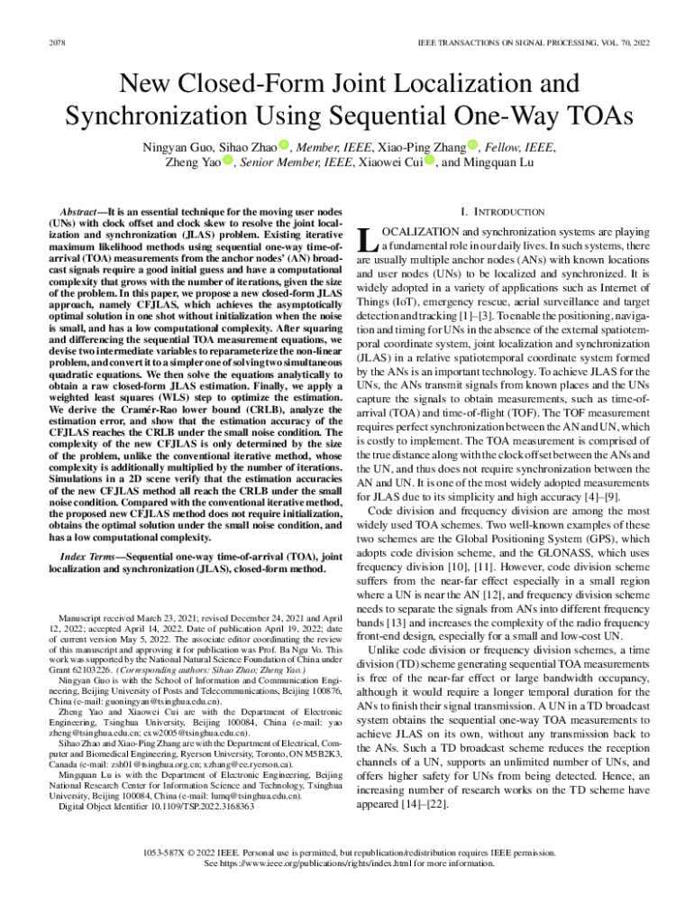 Fillable Online New Closed-Form Joint Localization and Synchronization ... Fax Email Print ...