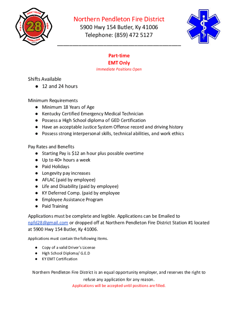 Fillable Online kyfirecommission kctcs EMT Employment Flyer.docx Fax ...