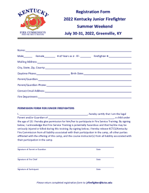 Fillable Online kyfirecommission kctcs Registration Form 2022 Kentucky ...